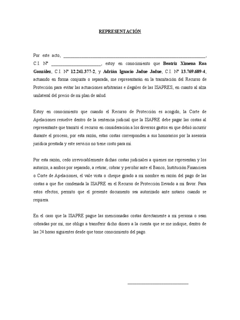 Representación de Isapre | PDF