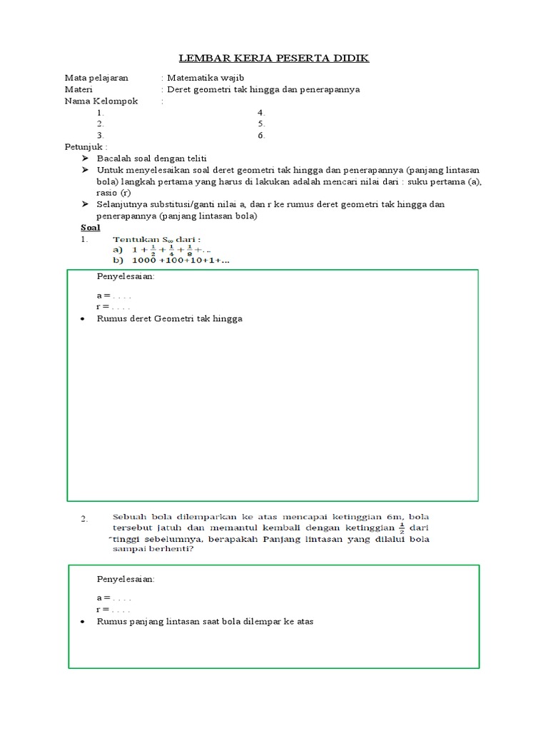 LKPD Deret Geo Tak Hingga | PDF