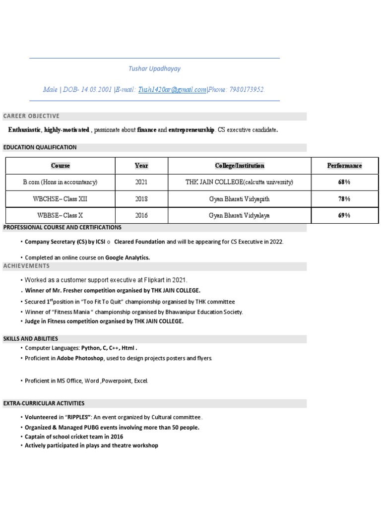 Resume Tushar | PDF