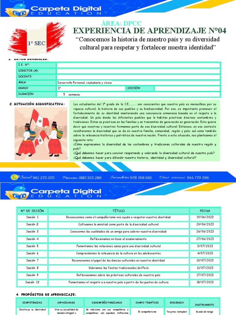 1º Experiencia de Aprendizaje - Exp4 - DPCC | PDF | Canciones | Aprendizaje