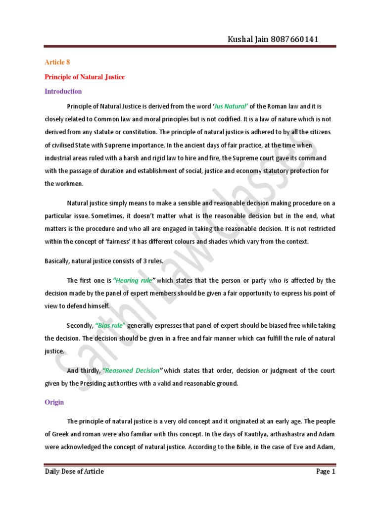 Principles of Natural Justice | PDF | Justice | Crime & Violence