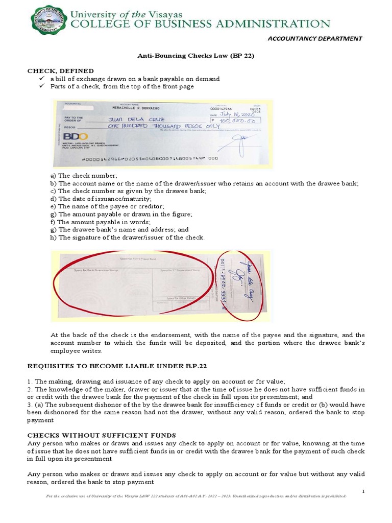 Bouncing Checks Notes | PDF