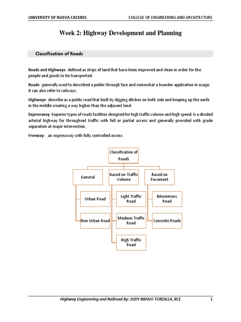 Week 2- Highway Development and Planning | PDF | Road | Road Surface