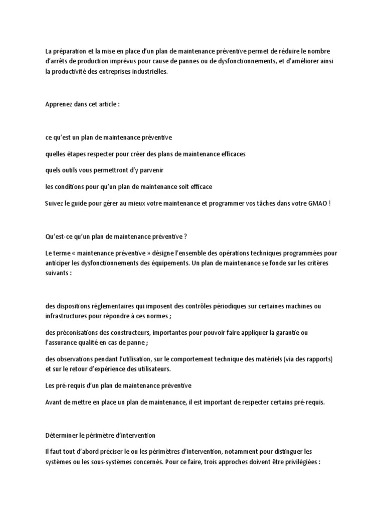 Guide de la maintenance préventive efficace | PDF | Business