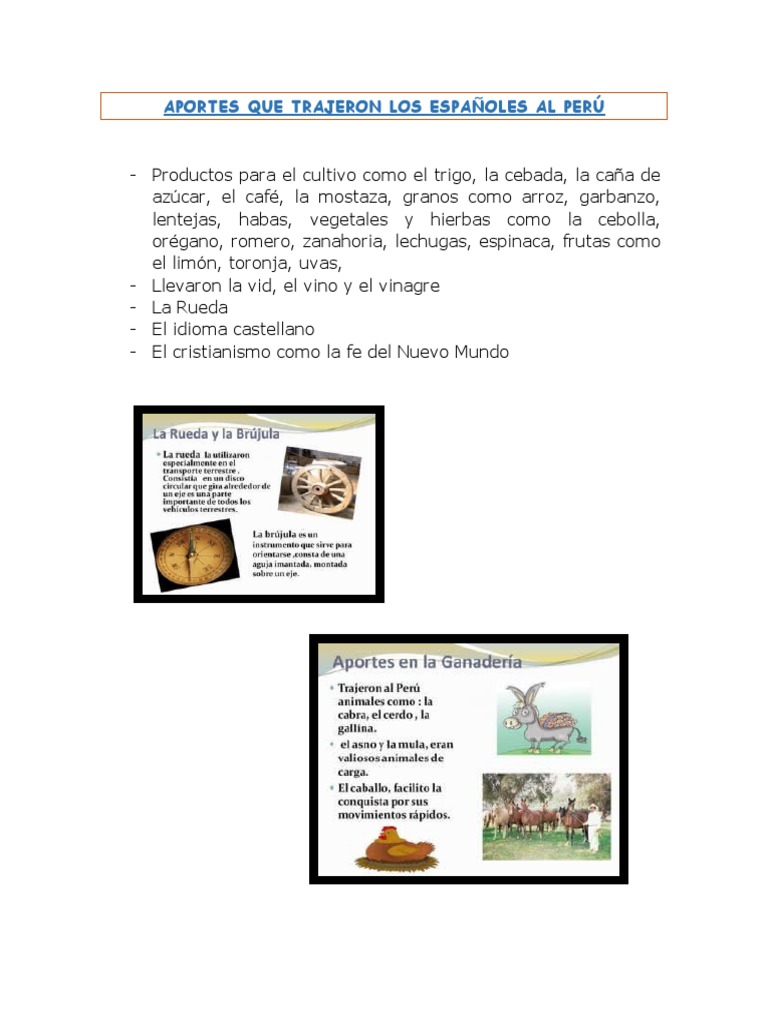 Aportes Que Trajeron Los Españoles Al Perú | PDF