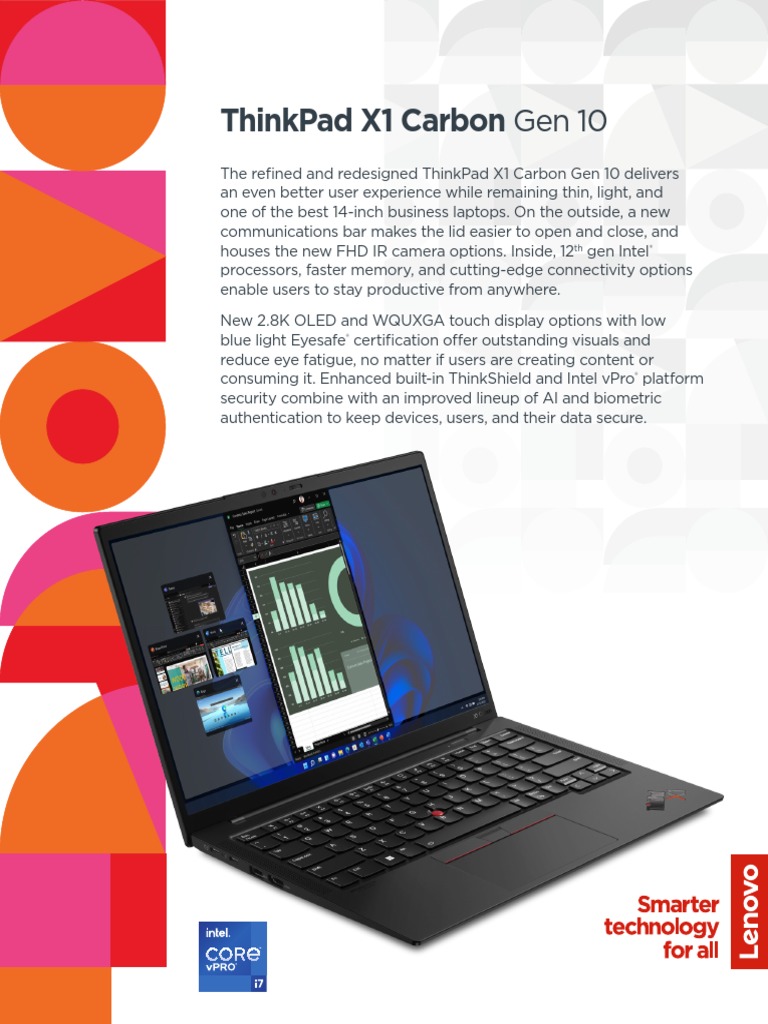 ThinkPad X1 Carbon Gen 10 Datasheet | PDF | Computer Hardware | Electronics