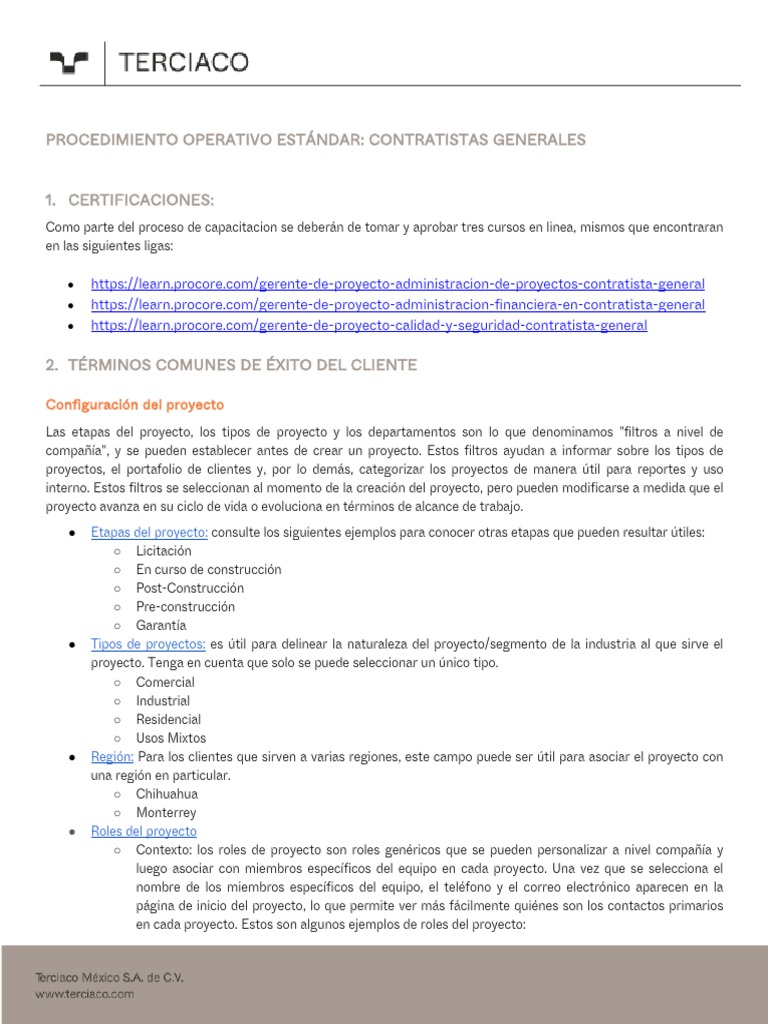 2.2 - Manual Operacion Procore | PDF | Presupuesto | Outsourcing