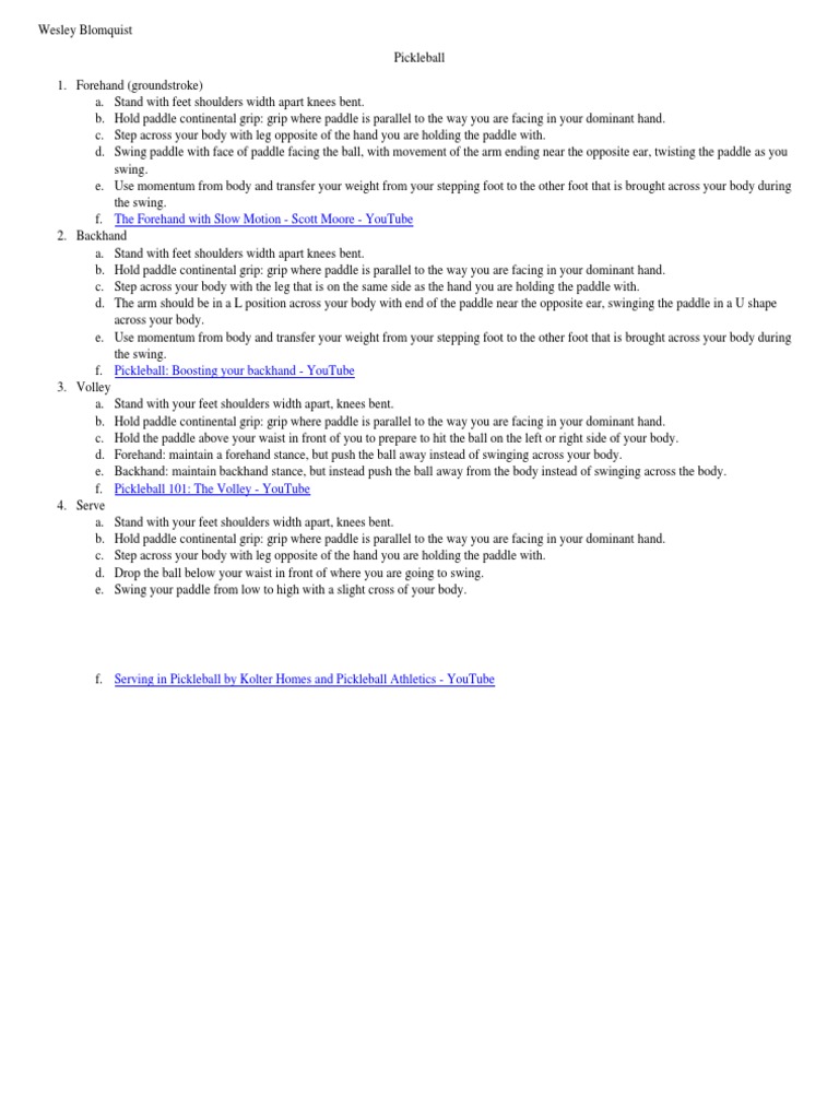 Pickleball Lesson Plan-Forehandbackhandservevolley | PDF