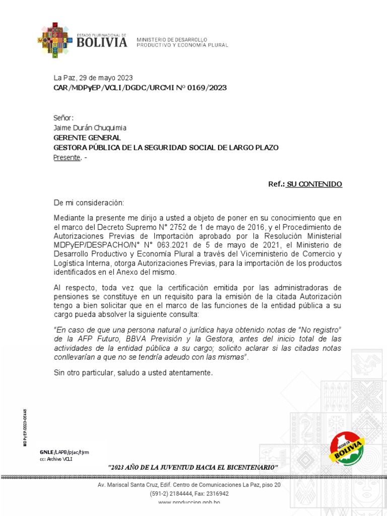 Carta Gestora para Consulta | PDF | Gobierno