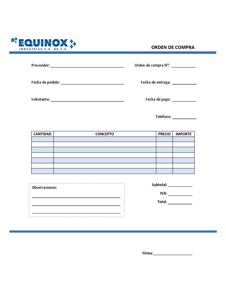 Formato de Orden de Compra | PDF