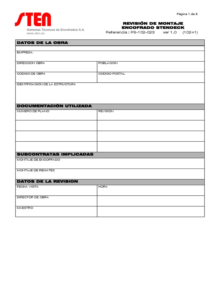 FICHA de REVISIÓN - Montaje Stendeck Técnicos V1.0 | PDF | Ingeniería ...