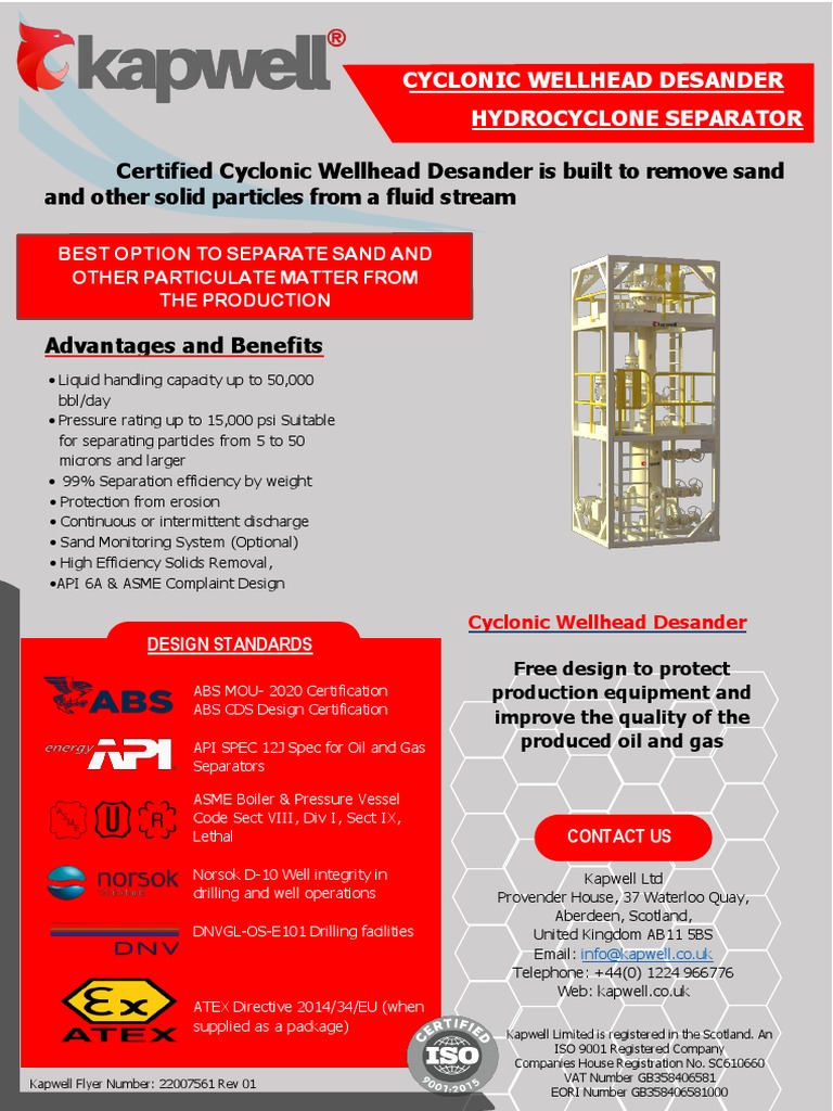 Cyclonic Wellhead Desander | PDF | Gases | Chemical Engineering