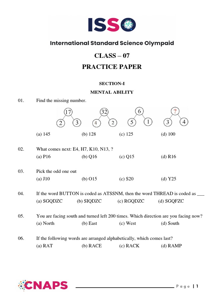 Isso - Class 07 - Practice Paper | PDF | Water | Soil