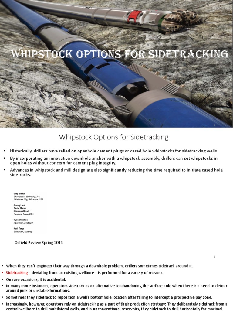 Whipstock Options For Sidetracking | PDF | Casing (Borehole) | Borehole