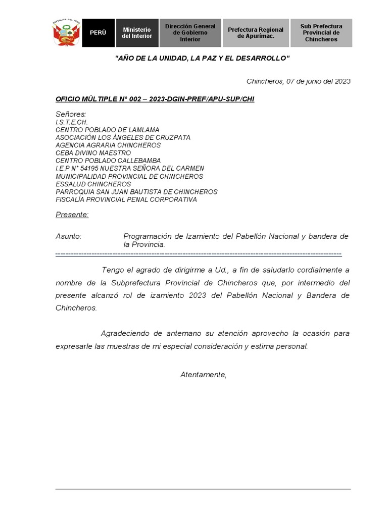 Oficio Multiple 02 | PDF