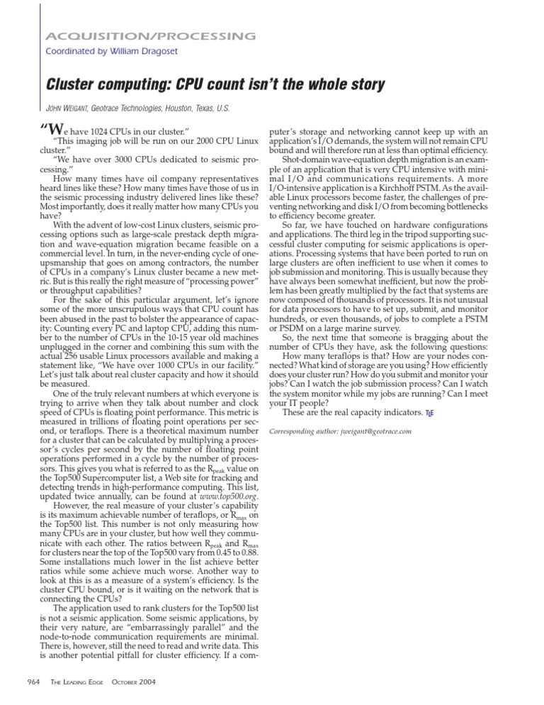 Cluster Computing | PDF | Computer Cluster | Central Processing Unit