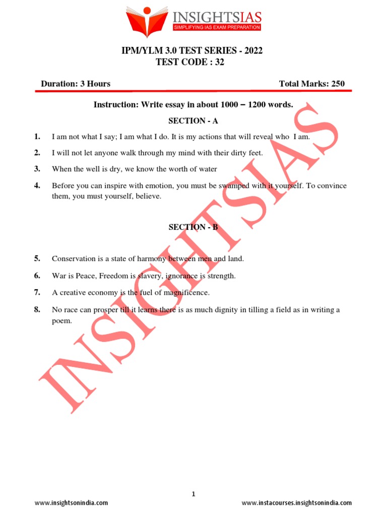 IPM-3-0-Test-Series-2022-Test - 32 (Breakthrough Test) - QP | PDF ...