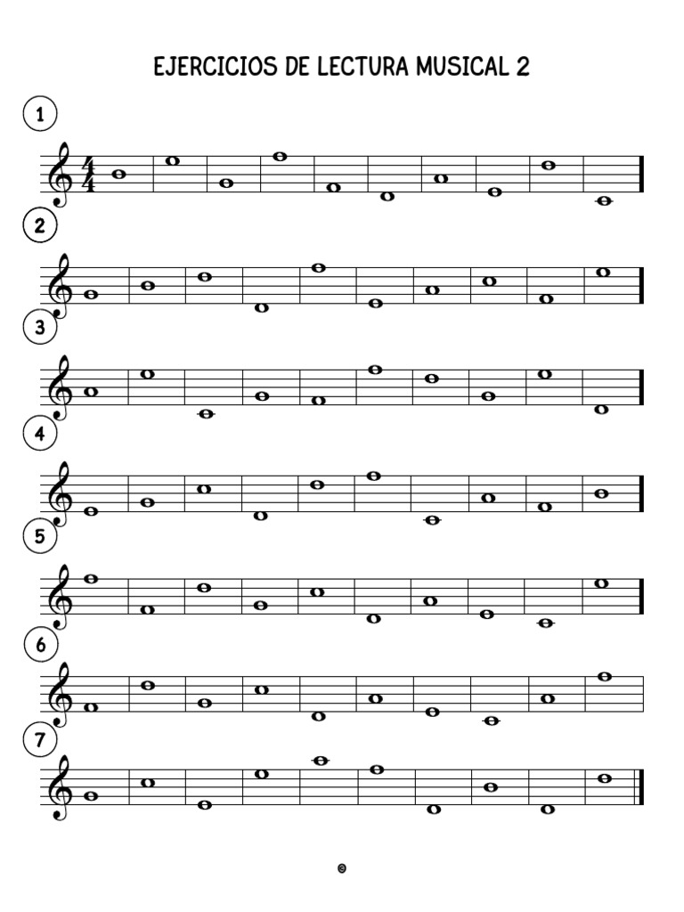 Ejercicios de Lectura Musical 2 | PDF