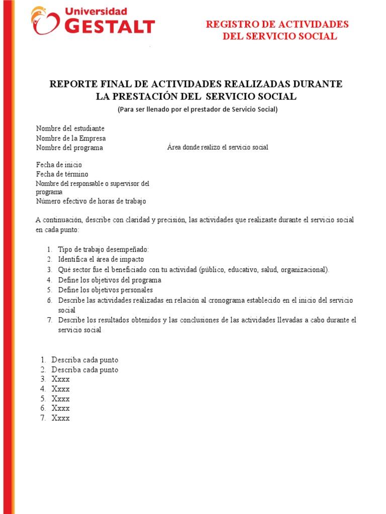 Reporte Final de Actividades Del Ss 5 | PDF