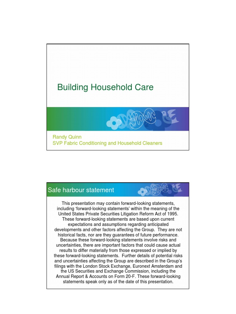 Building Household Care: Safe Harbour Statement | PDF | Economies ...