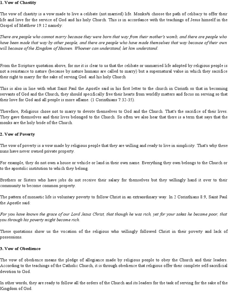 3 Vows | Download Free PDF | Celibacy | Catholic Church