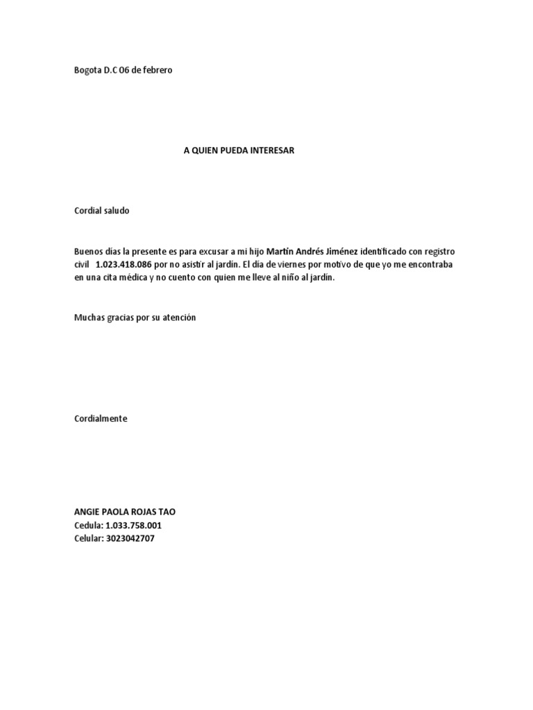 Carta Excusa | PDF