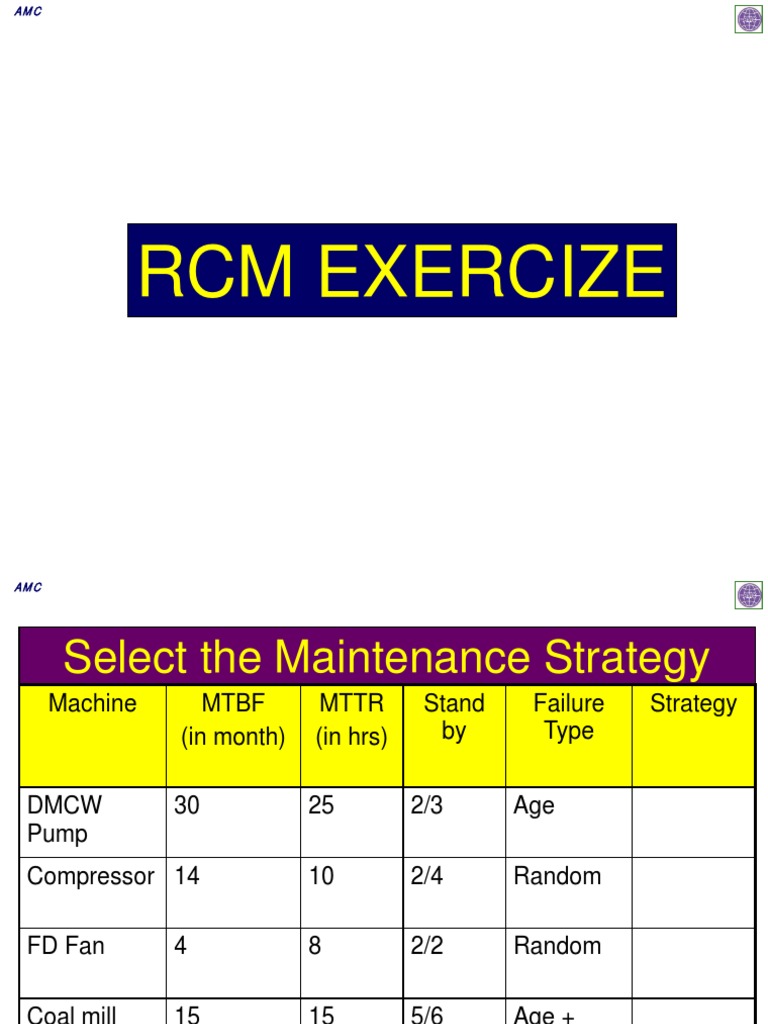 1B8 RCM Maintenance Strategy Selection Exercizes Day1 2nd Ha | PDF ...