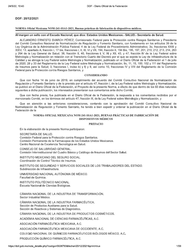 Nom-241-Ssa1-2021 BPF Dispositivos Médicos | PDF