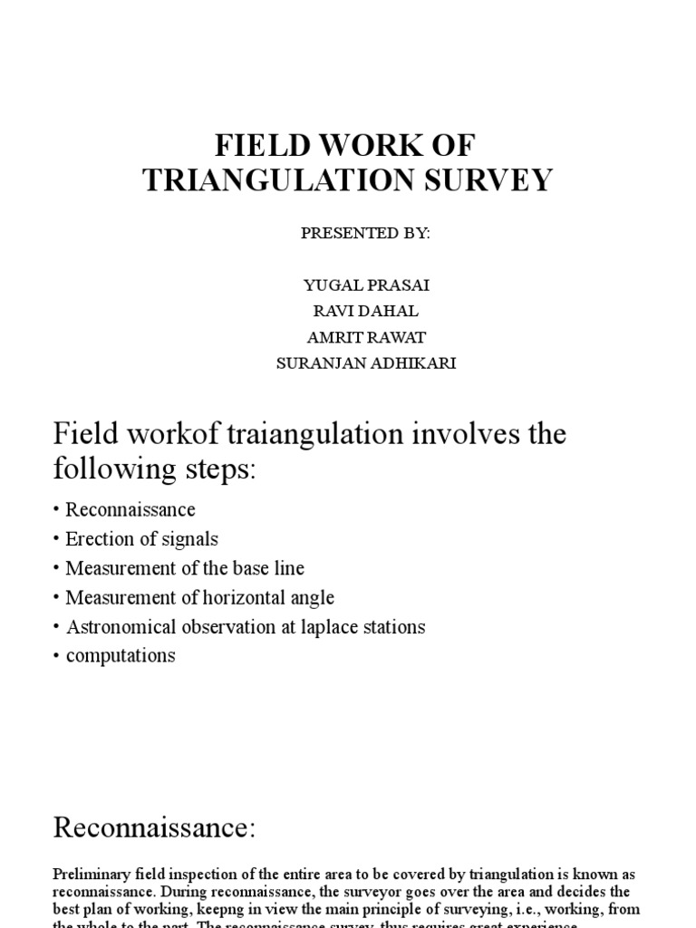 Field Work of Triangulation Survey | PDF | Surveying | Science