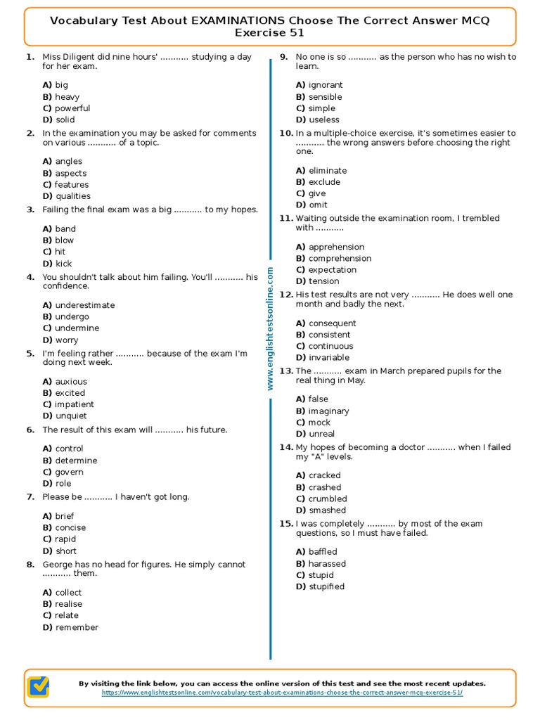 Vocab Test | PDF | Multiple Choice | Evaluation