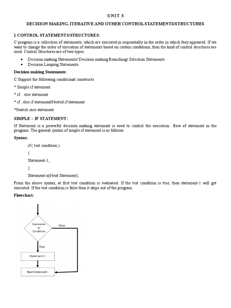 C-Unit 3 | PDF | Control Flow | Computer Program
