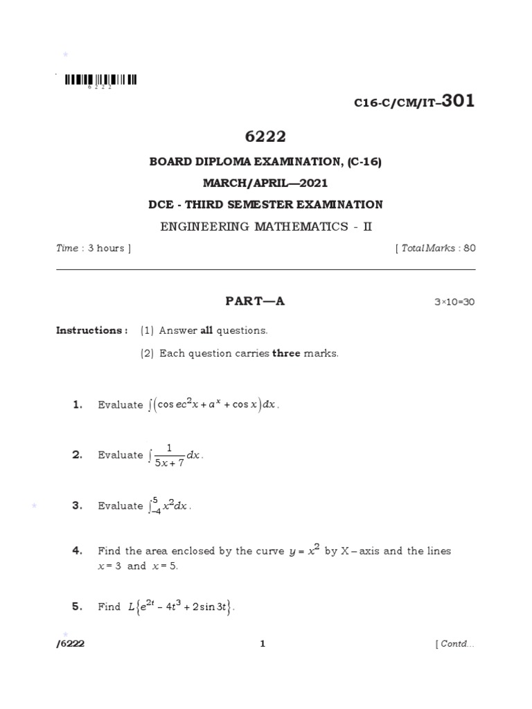 Engineering Mathematics - Ii Mar-April 2021 | PDF | Trigonometric ... Engineering Mathematics - Ii Mar-April 2021 | PDF | Trigonometric ...