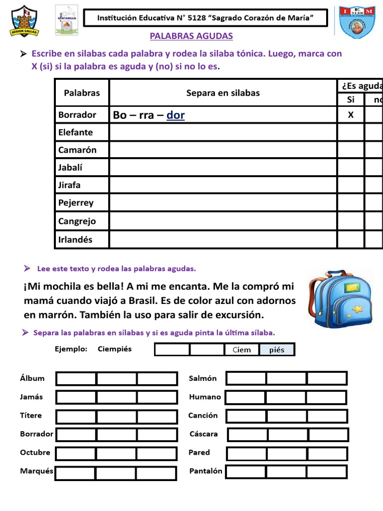 Ejercicios de Palabras Agudas y Graves | PDF