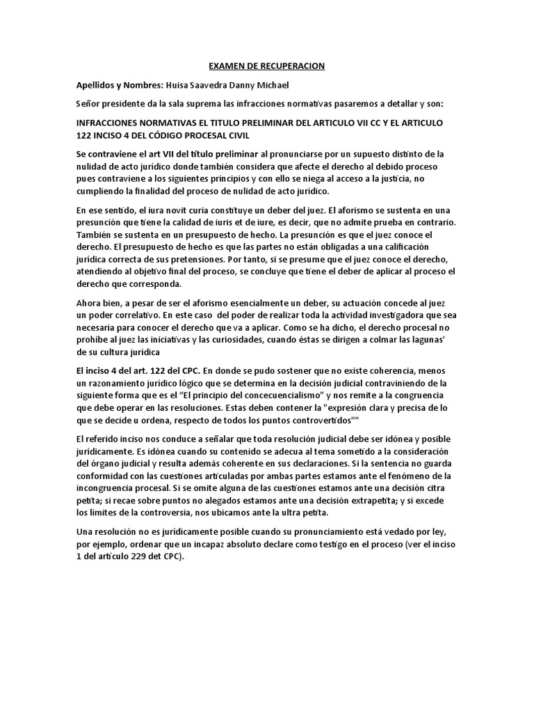 Examen de Recuperacion | PDF | Juez | Ley procesal Examen de Recuperacion | PDF | Juez | Ley procesal