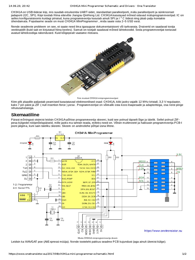CH341A Mini Programmer Schematic and Drivers One Transistor | PDF
