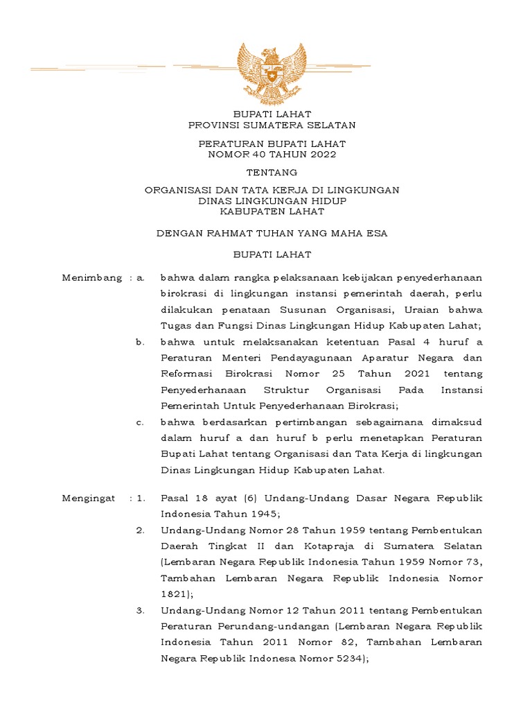 Perbup No 40 Tahun 2022 | PDF