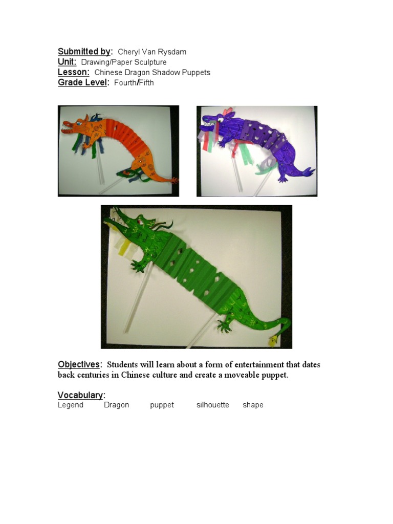 Chinese Dragon Shadow Puppet Lesson | PDF | Puppets | Leisure