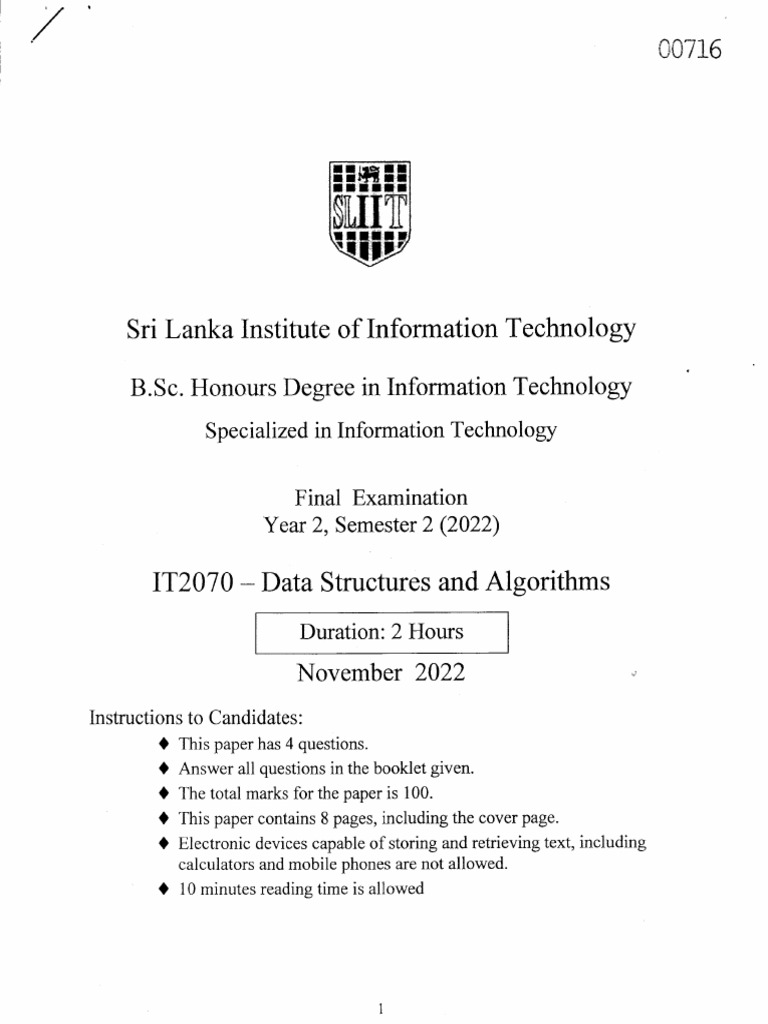 IT2070 - Data Structures and Algorithms | PDF | Queue (Abstract Data Type) | Computer Engineering