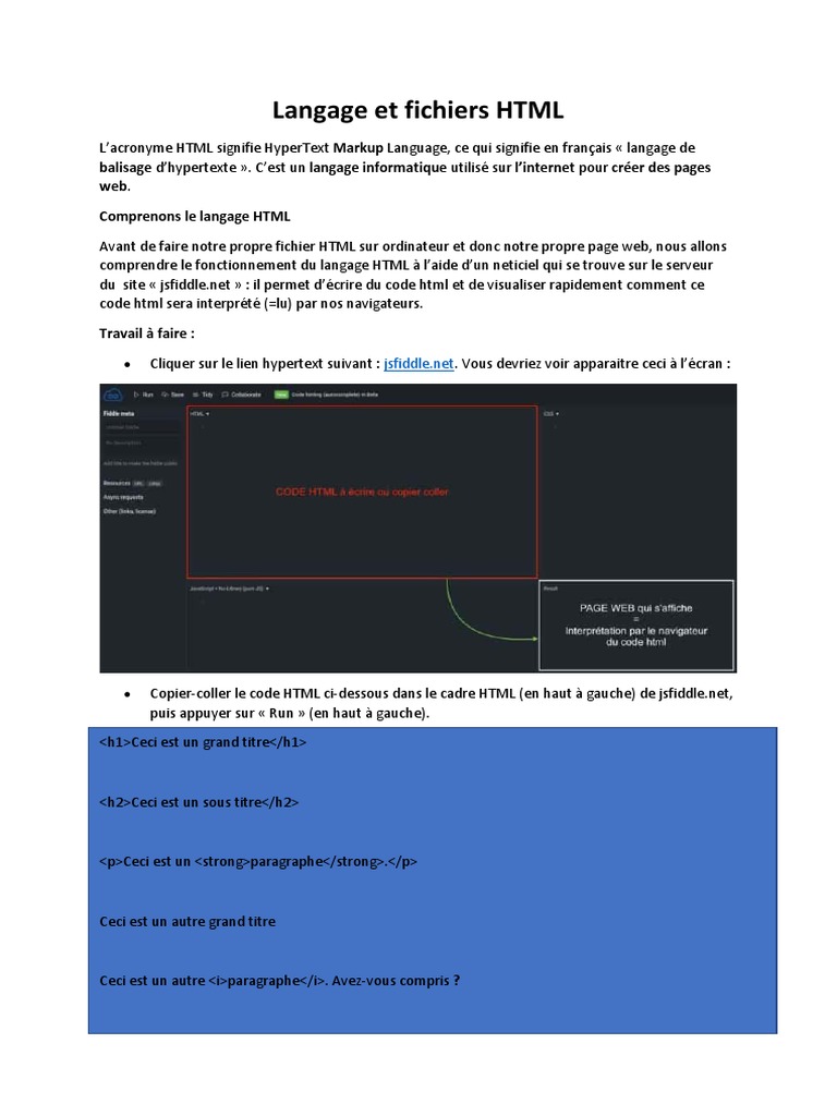 Langage Et Fichiers HTML | PDF | Html | Langage de balisage
