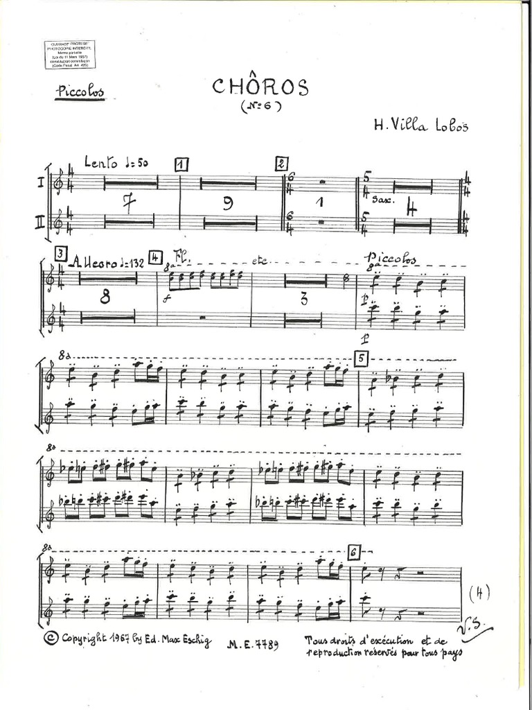 Spartiti - Villa-Lobos Heitor, Choros N°6, Piccoli | PDF