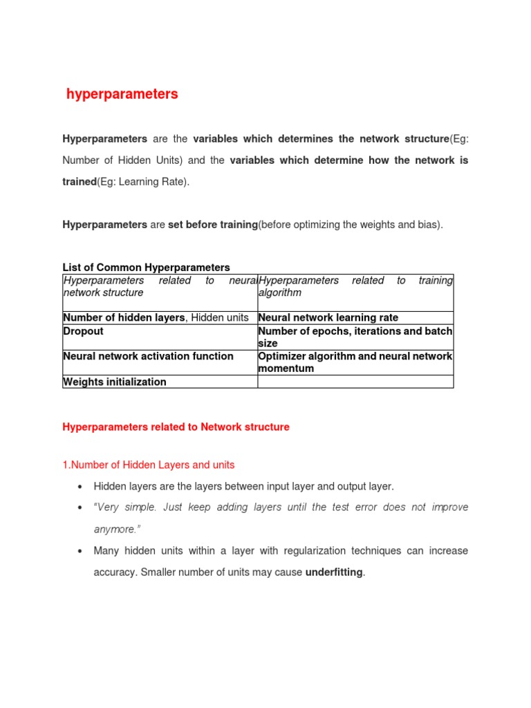 Hyperparameters | PDF | Artificial Neural Network | Deep Learning