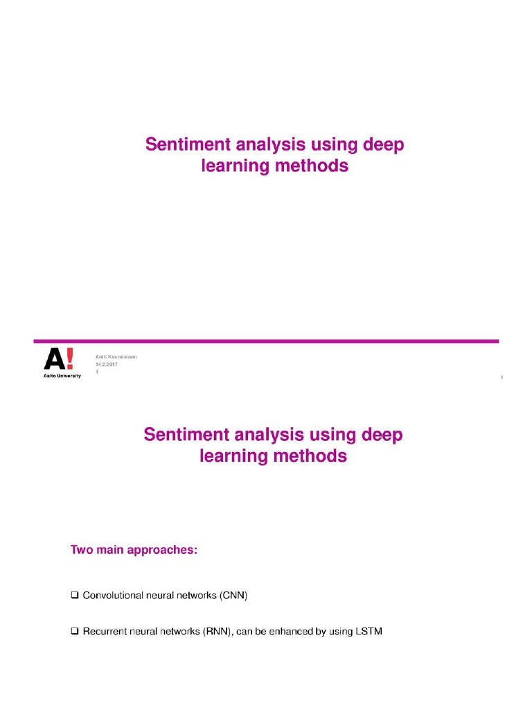 Sentiment Analysis Using Deep Learning Methods - PPT Download | PDF