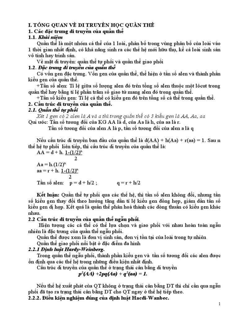 Chuyen de DI TRUYEN HOC QUAN The | PDF
