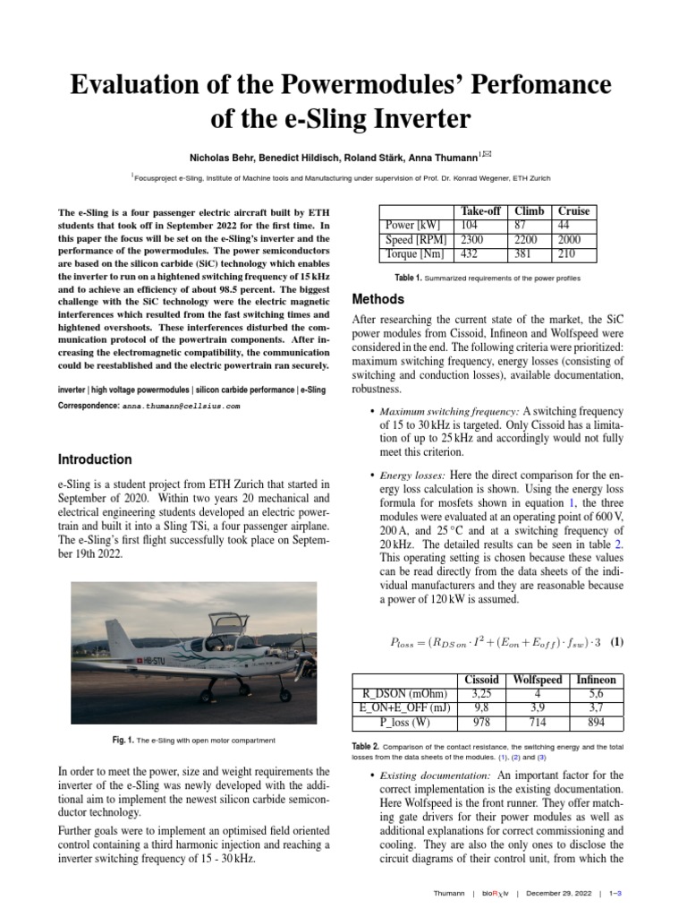 Silicon Carbide Module Performance In Electric Aircraft Inverters