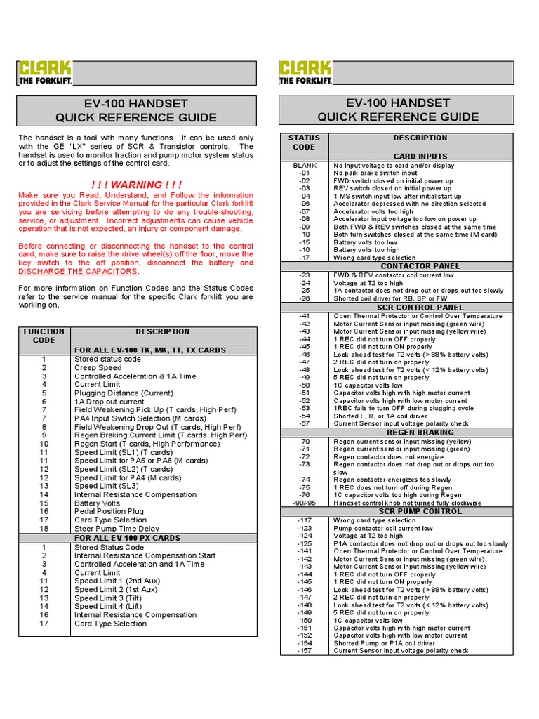 EV-100 Handset Quick Reference Guide | PDF | Capacitor | Electric Motor