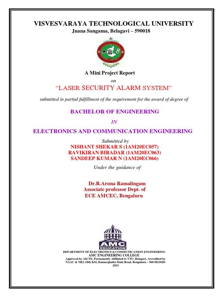 Project Report of Laser Security Alarm System 2.3 | PDF | Security Alarm | Computer Security