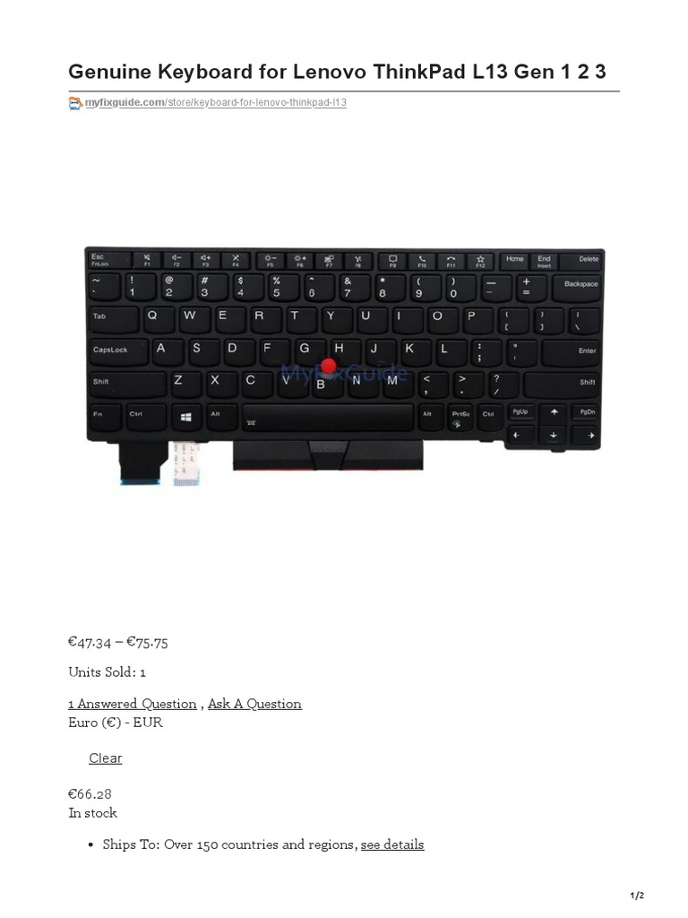 Genuine Keyboard For Lenovo ThinkPad L13 Gen 1 2 3 | PDF