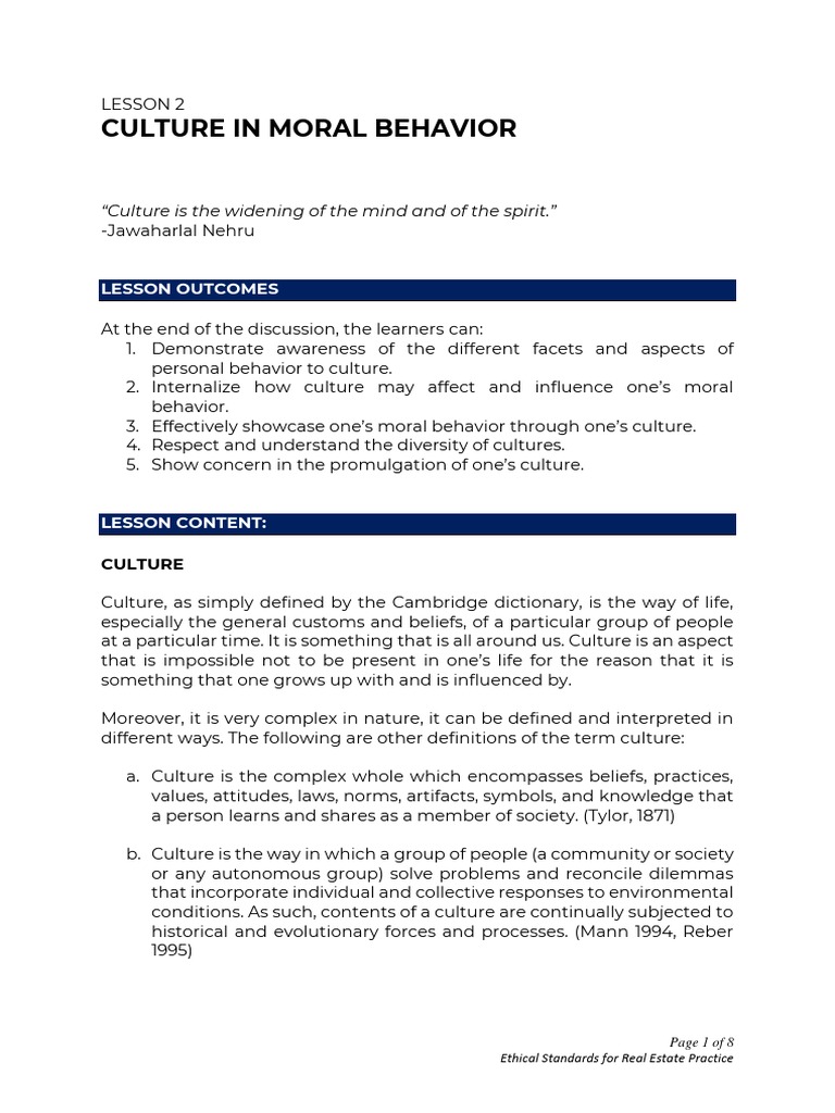 Culture's Impact on Moral Behavior | PDF | Relativism | Morality