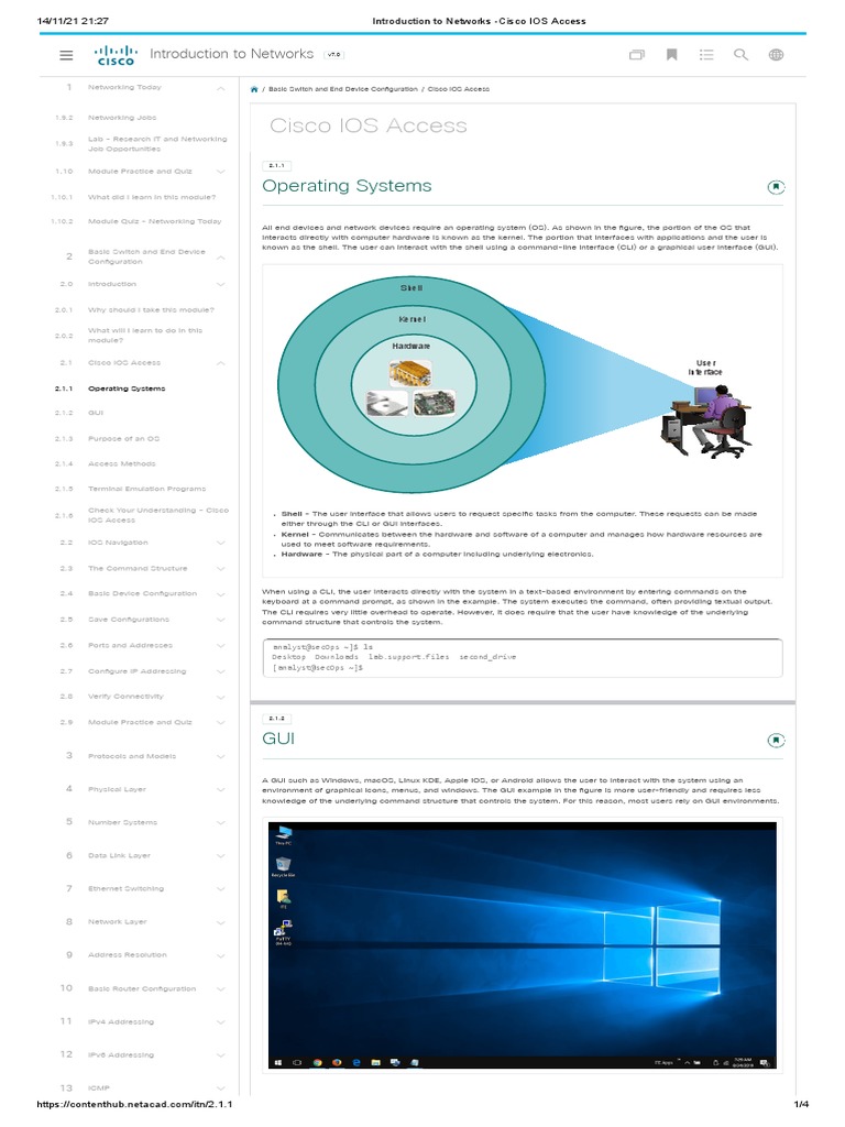 2.1.1 Introduction To Networks - Cisco IOS Access | PDF | Command Line Interface | Graphical ...