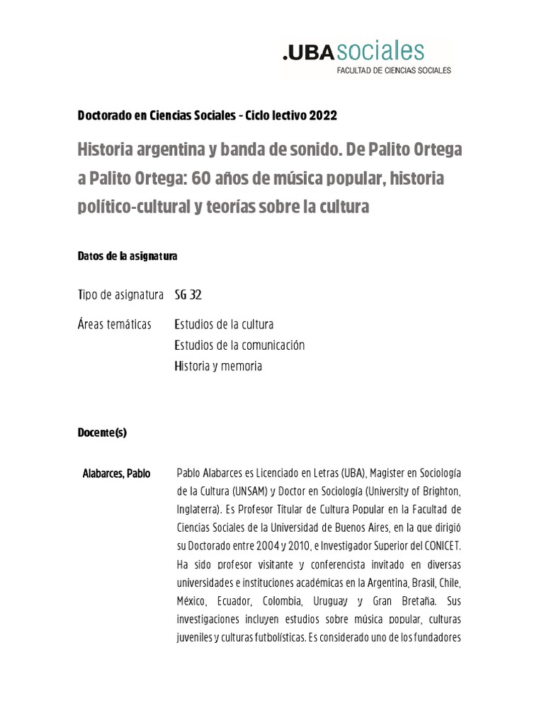 Alabarces - Gilbert 2022 - Programa Preliminar | PDF | America latina | Argentina